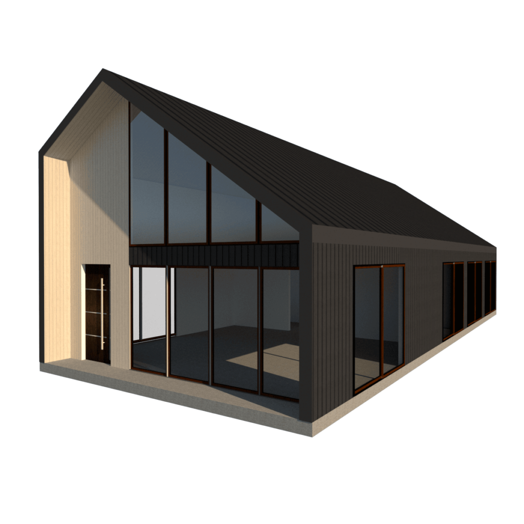 Kit Casa 107 + 36 - Techo Tipo Galpon - Zona 6 (copia) - Panel Sur